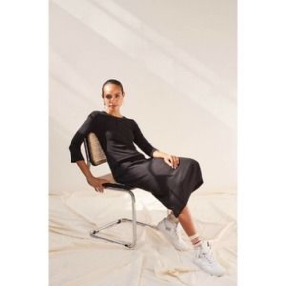 ba&sh | Dresses | Nwt Bash Taylor Henley Black Ribbed Long Sleeve Midi ...